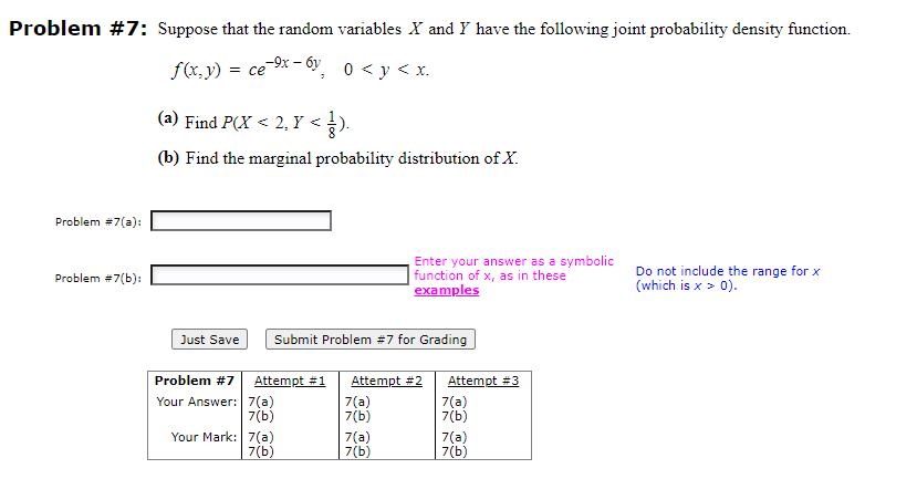 Solved Problem #7: Suppose that the random variables x and | Chegg.com Solved Problem #7: Suppose that the random variables x and | Chegg.com