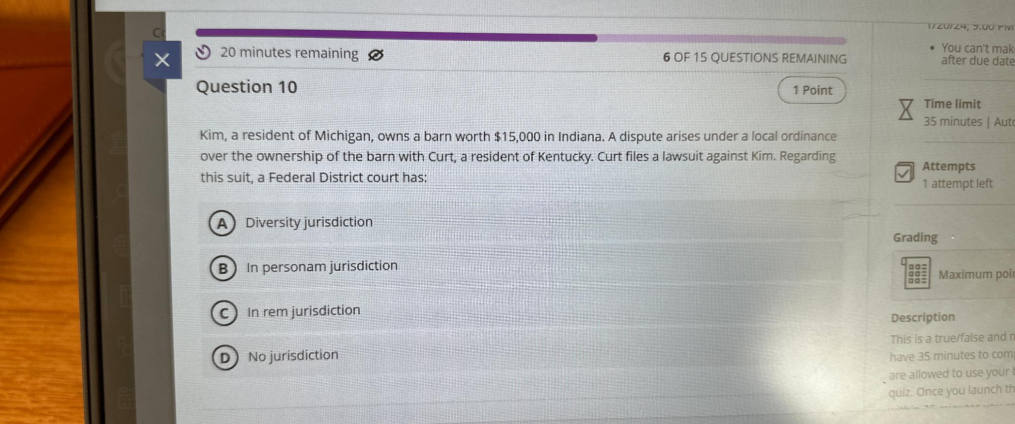 Solved 20 ﻿minutes remaining6 ﻿OF 15 ﻿QUESTIONS | Chegg.com
