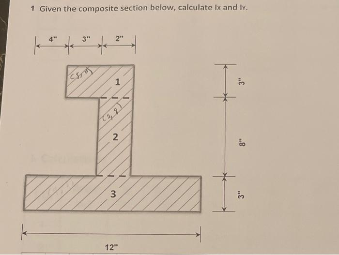 Solved 1 Given the composite section below, calculate Ix and | Chegg.com