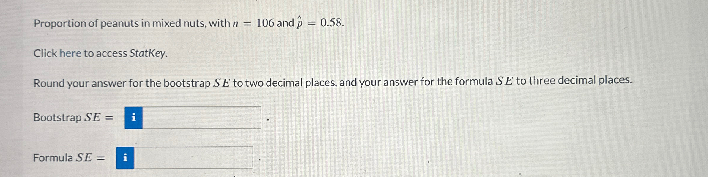 Solved Proportion of peanuts in mixed nuts, with n=106 ﻿and | Chegg.com