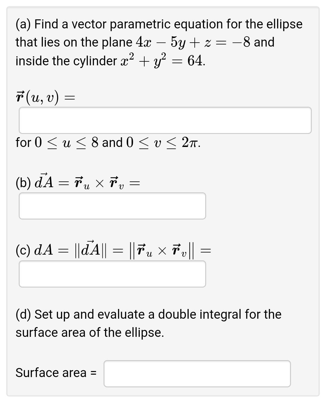 Solved (a) Find a vector parametric equation for the ellipse | Chegg.com