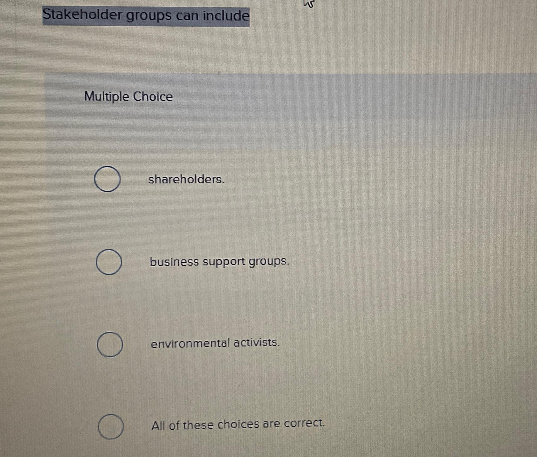 Solved Stakeholder groups can includeMultiple | Chegg.com