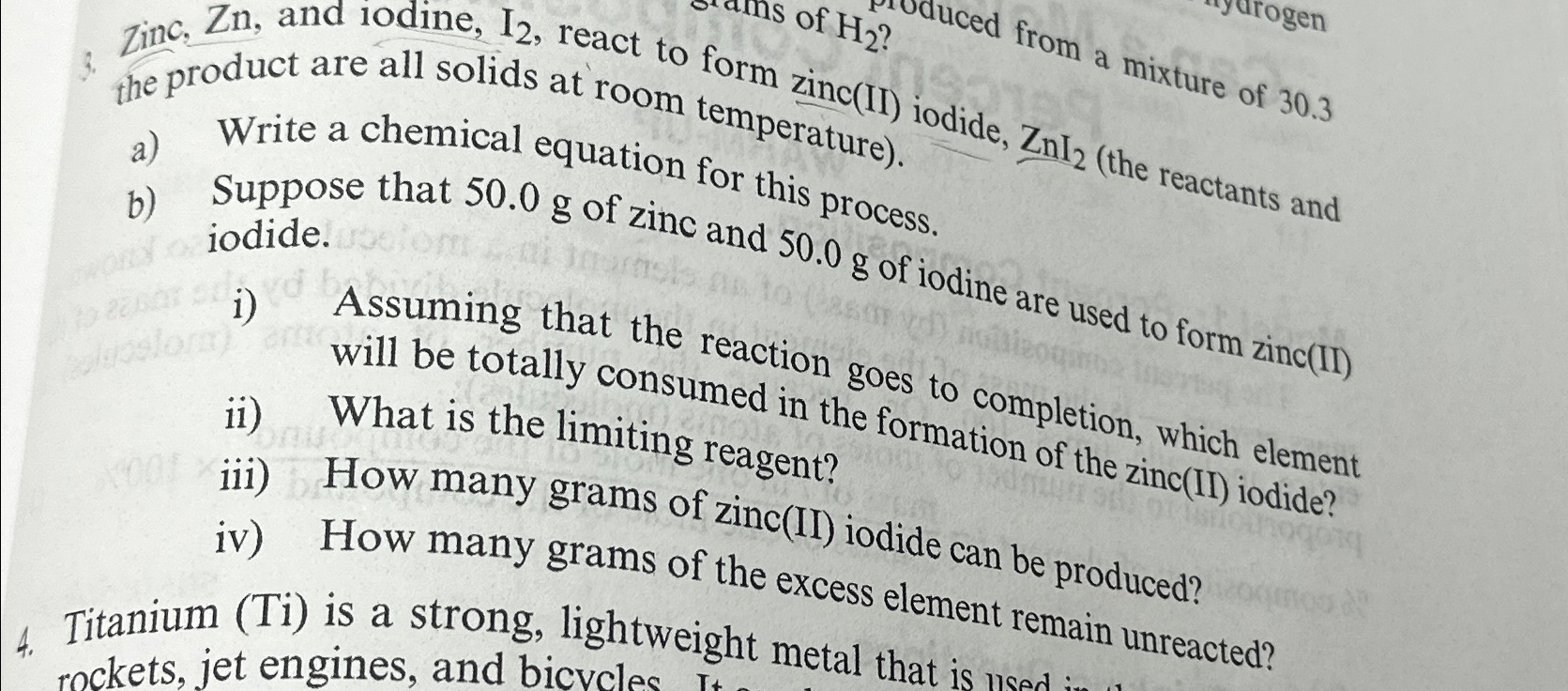 Solved Zinc, Zn, and iodine, I_(2), react to form the | Chegg.com