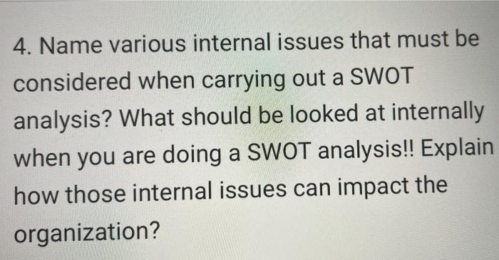 Solved 4. Name various internal issues that must be | Chegg.com