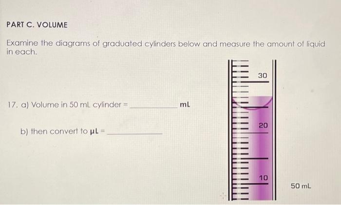 Solved PART C. VOLUME Examine the diagrams of graduated | Chegg.com