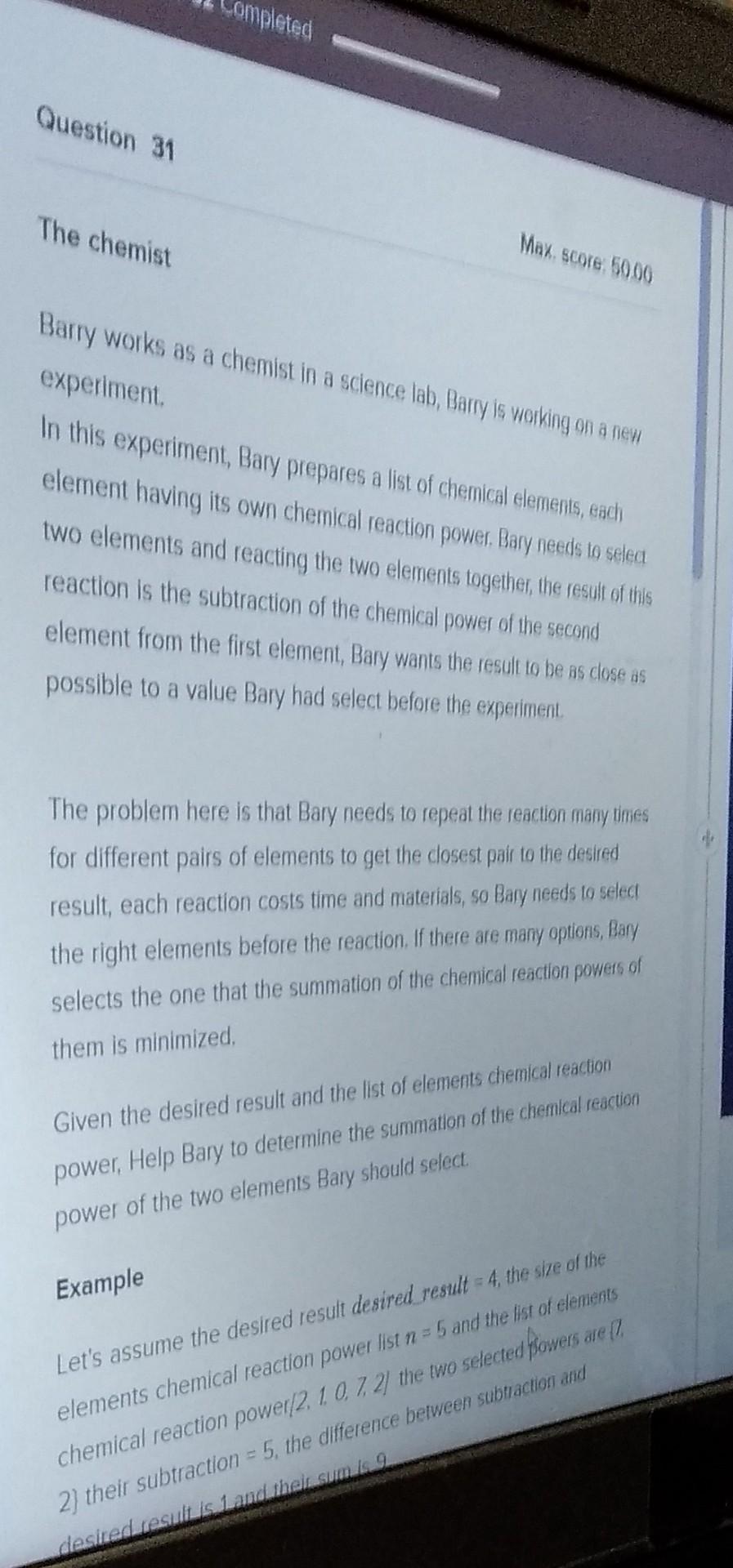Solved Barry works as a chemist in a science lab, Barry is | Chegg.com