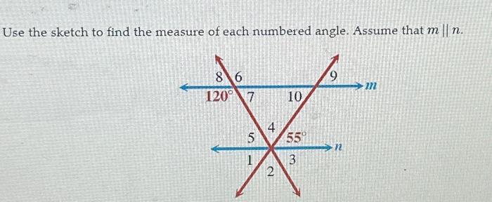 Solved Use the sketch to find the measure of each numbered | Chegg.com