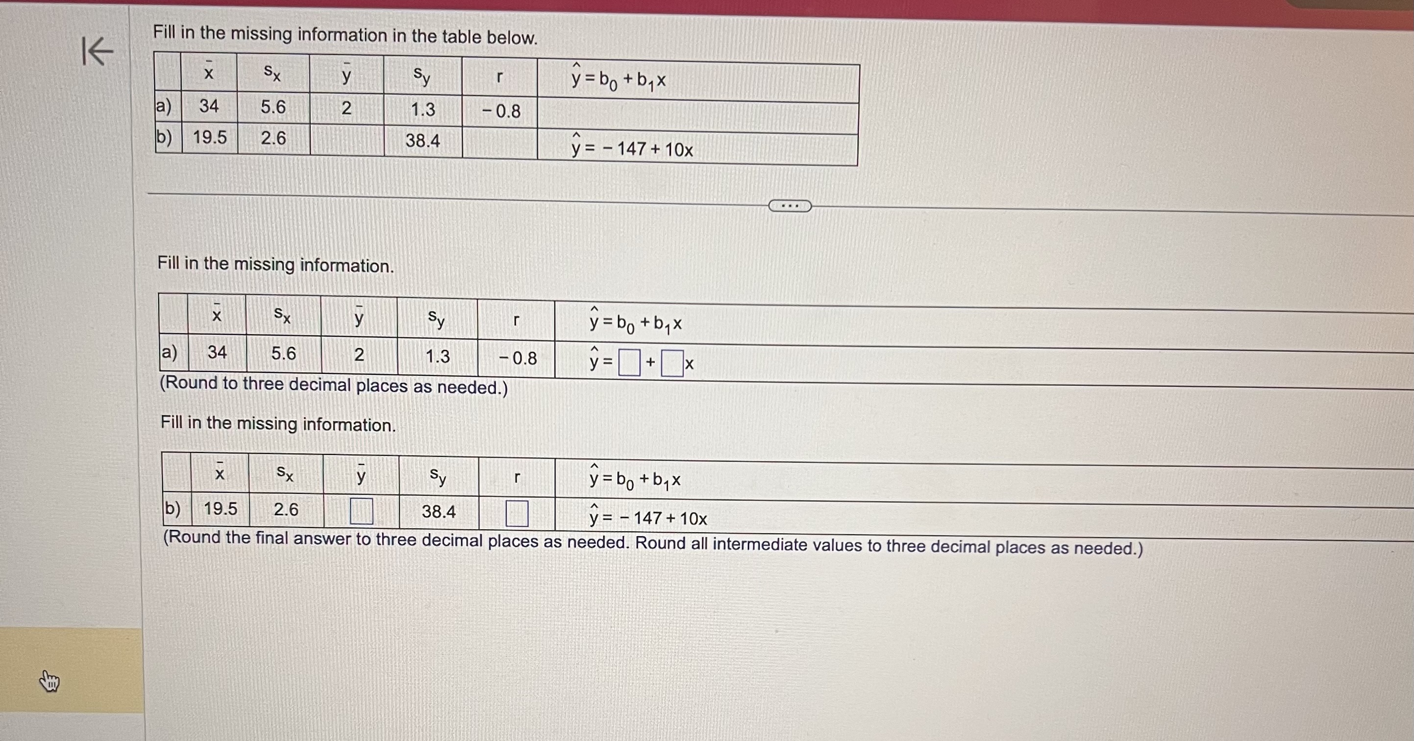 Solved Fill in the missing information in the table | Chegg.com