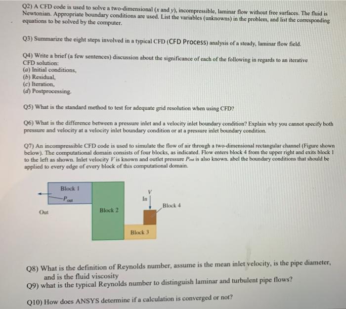 Solved Q2) A CFD code is used to solve a two-dimensional (x | Chegg.com