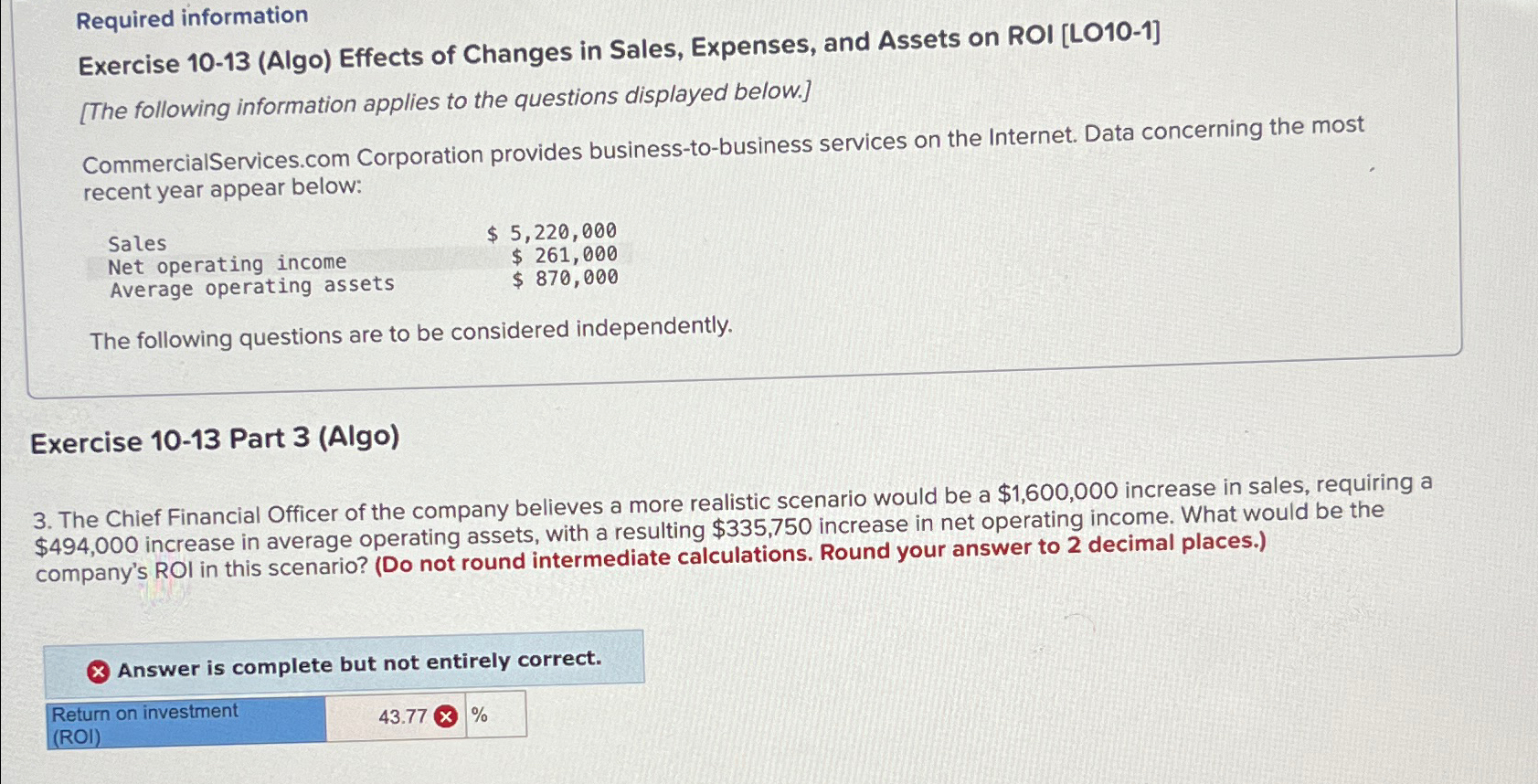 Solved Required informationExercise 10-13 (Algo) ﻿Effects of | Chegg.com