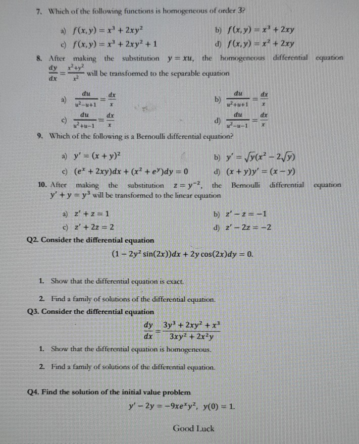Solved Q1. In the following multiple choice questions, | Chegg.com
