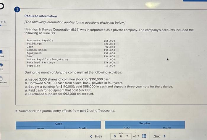 Solved of 5 ook int ences ! Required information [The | Chegg.com