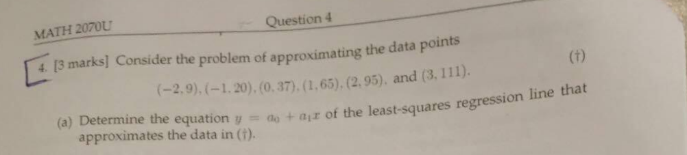 Solved MATH 2070UQuestion 4[3 ﻿marks] ﻿Consider the problem | Chegg.com