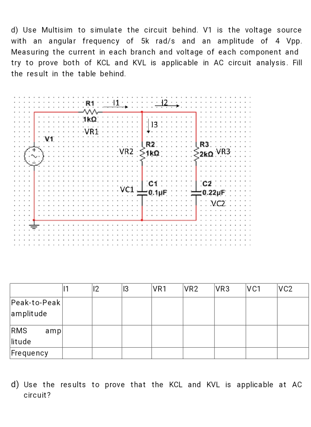 Solved d) ﻿Use Multisim to simulate the circuit behind. V1 | Chegg.com