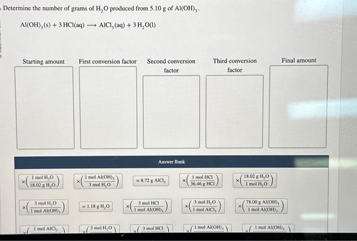 Solved Determine the number of grams of H₂O produced from | Chegg.com