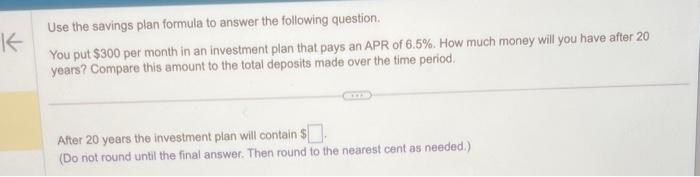 Solved Find the savings plan balance after 15 months with an | Chegg.com