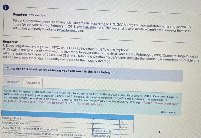 Required: 1. Does Target use average cost, FIFO, or | Chegg.com