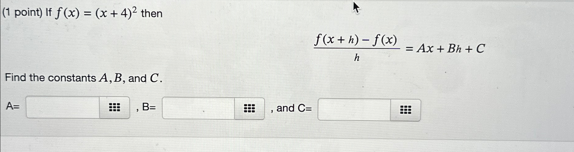 Solved (1 ﻿point) ﻿If f(x)=(x+4)2 | Chegg.com