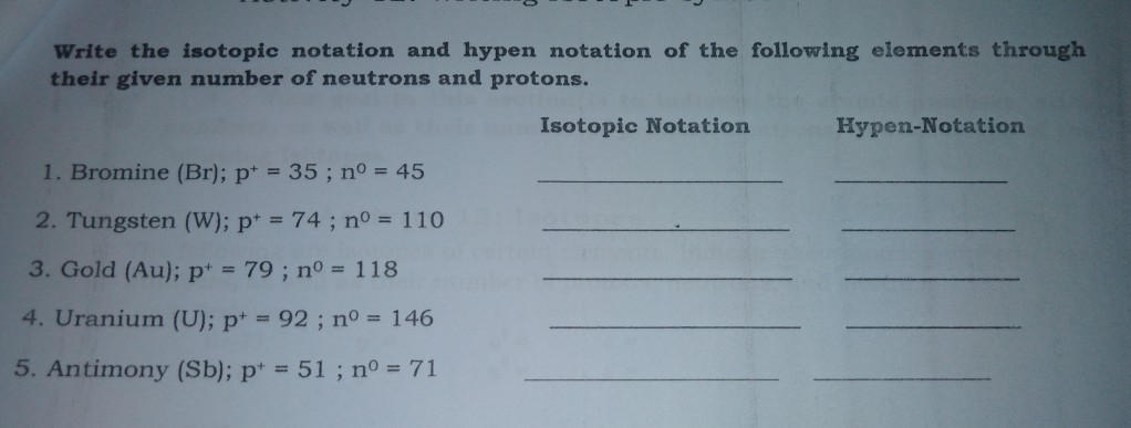 Solved Write the isotopic notation and hypen notation of the | Chegg.com
