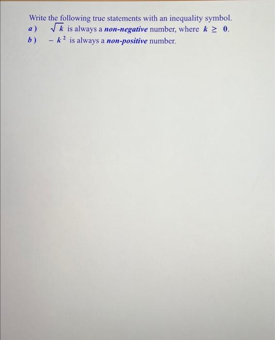 Solved Write the following true statements with an | Chegg.com