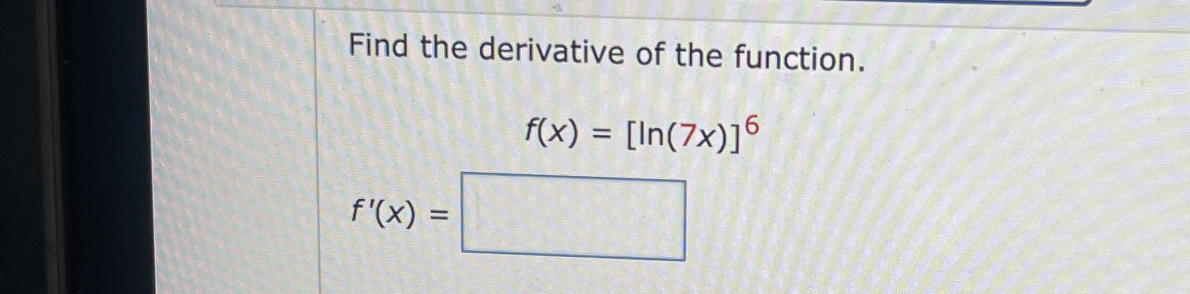 Solved Find the derivative of the | Chegg.com
