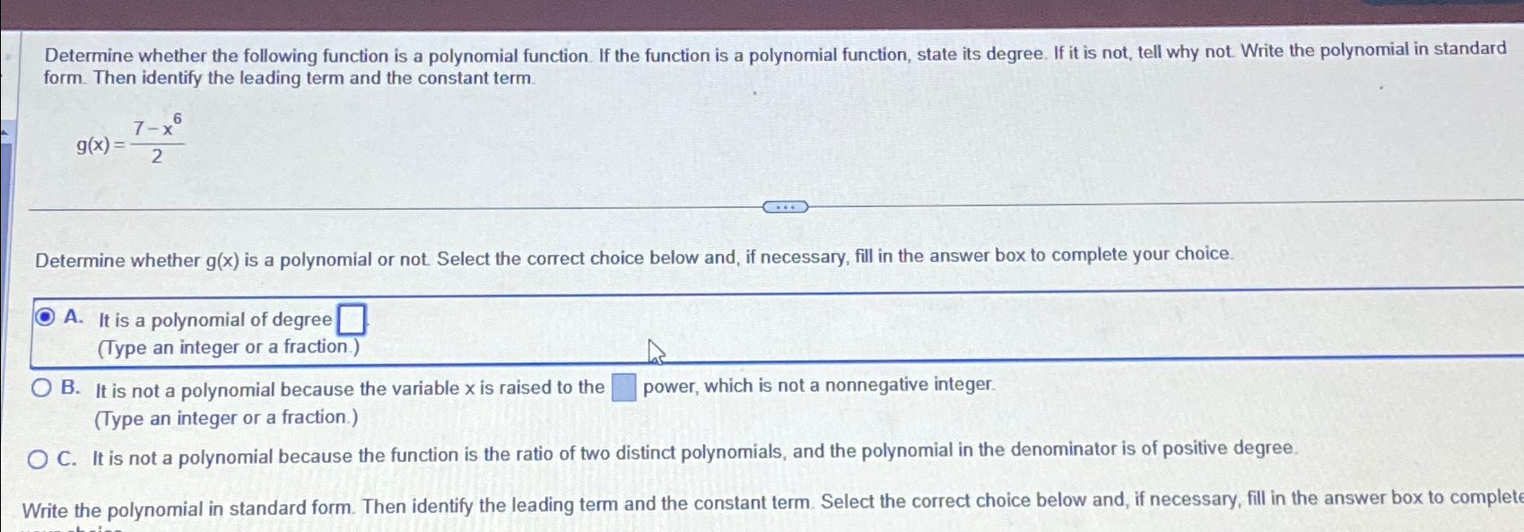 Solved Determine whether the following function is a | Chegg.com