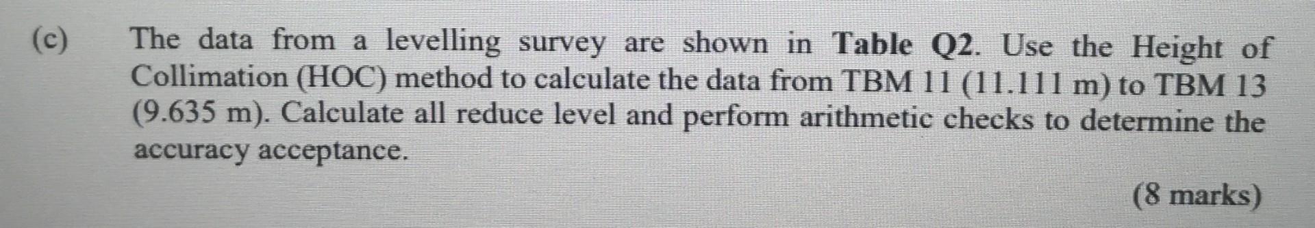 Solved (c) The data from a levelling survey are shown in | Chegg.com