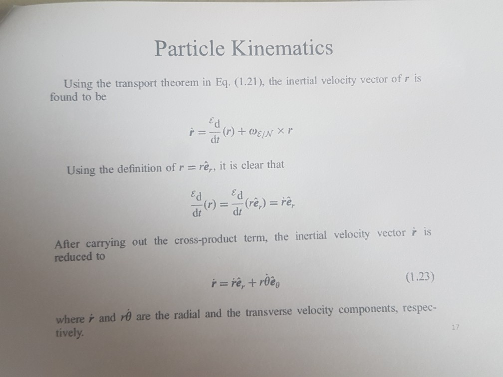 Particle Kinematics Using the transport theorem in | Chegg.com