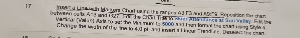 Solved 17Insert a Line with Markers Chart using the ranges | Chegg.com