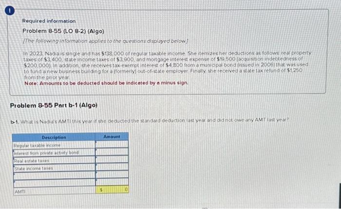 Solved Required information Problem 8-55 (LO 8-2) (Algo) | Chegg.com Solved Required information Problem 8-55 (LO 8-2) (Algo) | Chegg.com