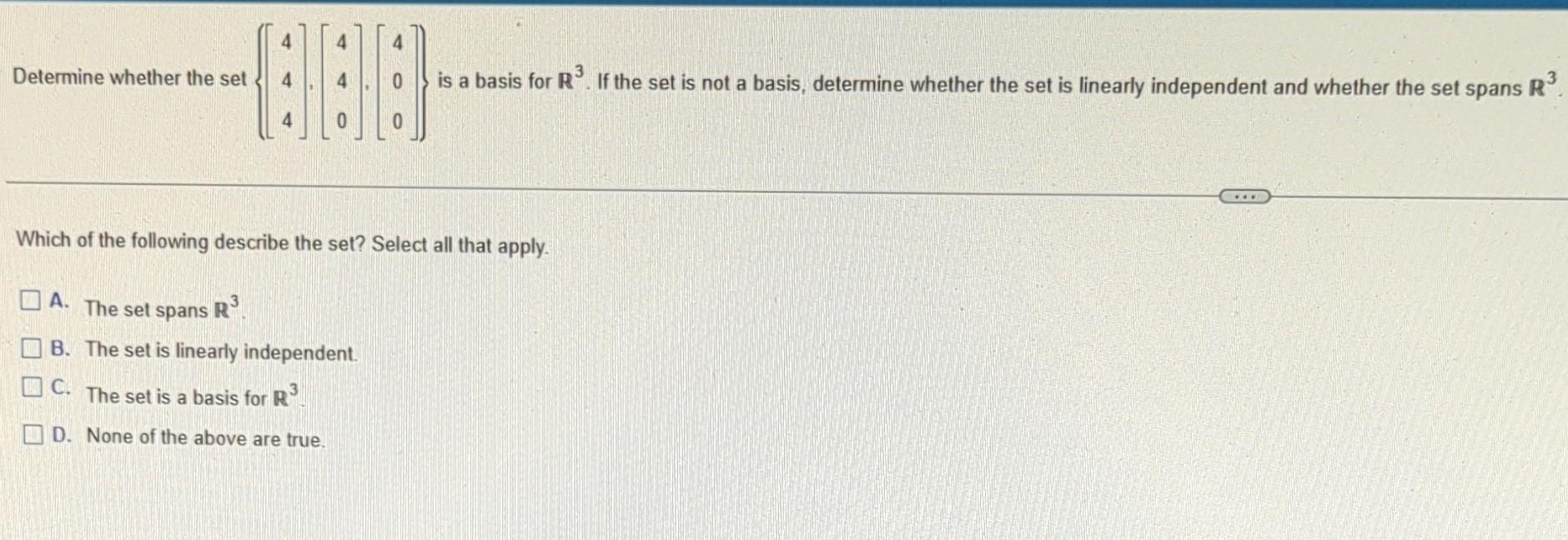 Solved Determine whether the set | Chegg.com
