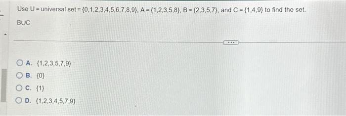 Solved Use U= universal set | Chegg.com