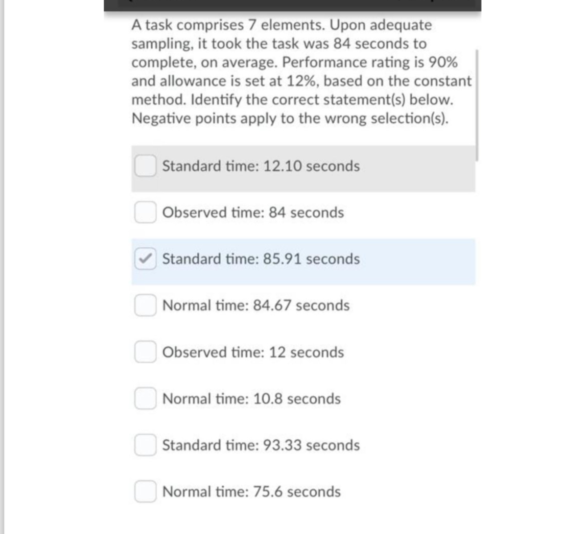 Solved A task comprises 7 ﻿elements. Upon adequate sampling, | Chegg.com