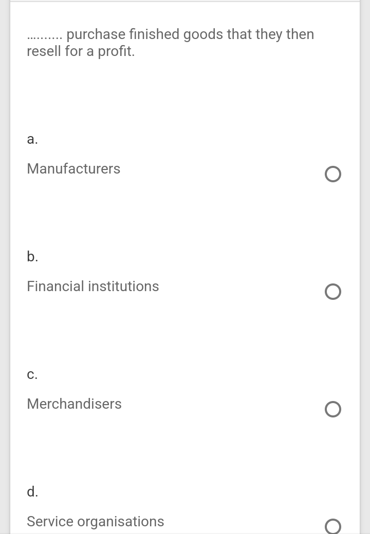 Solved purchase finished goods that they then resell for a | Chegg.com