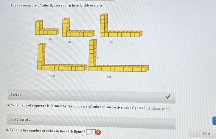 Solved Use the sequence of cube figures shown here in this | Chegg.com