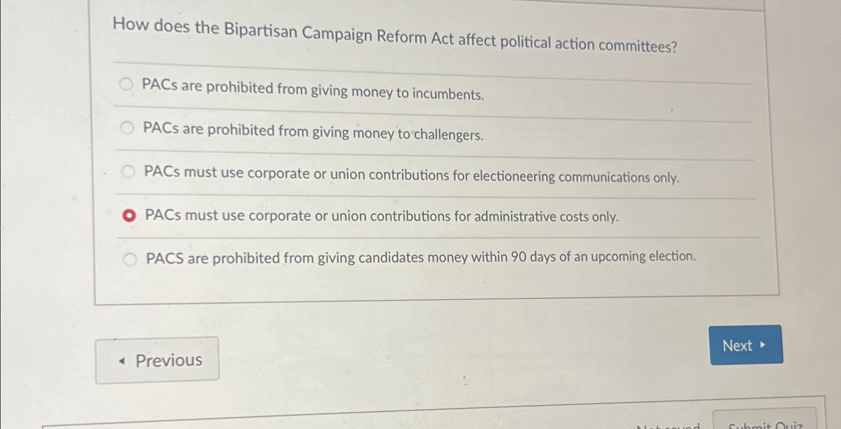 Solved How does the Bipartisan Campaign Reform Act affect | Chegg.com