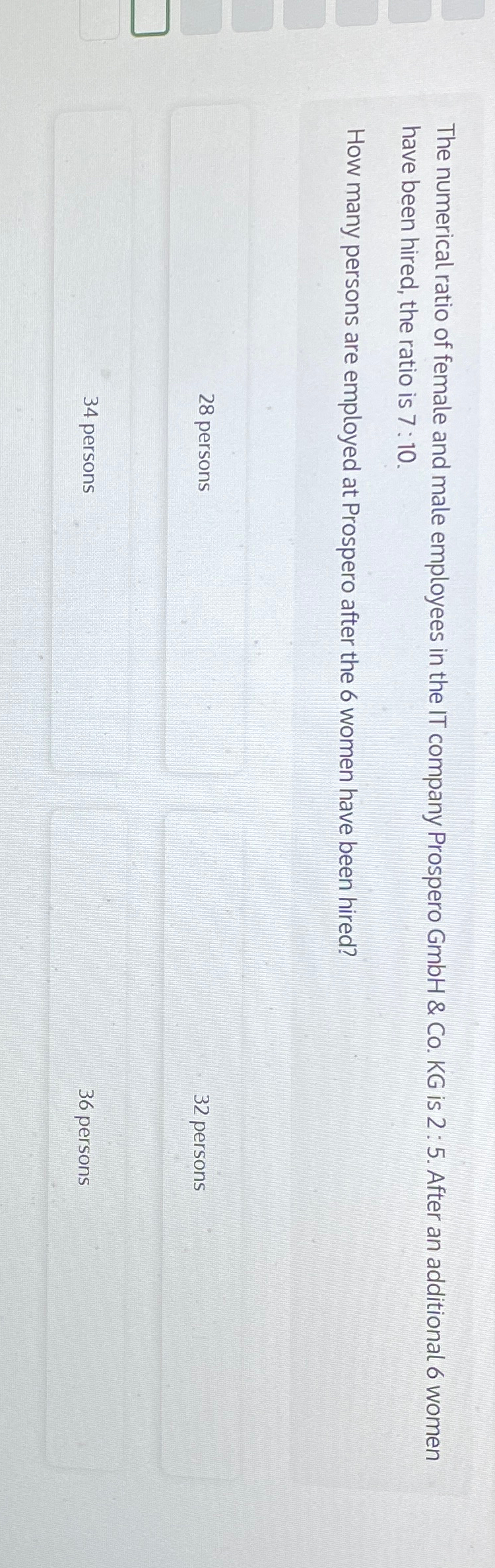 Solved The numerical ratio of female and male employees in | Chegg.com