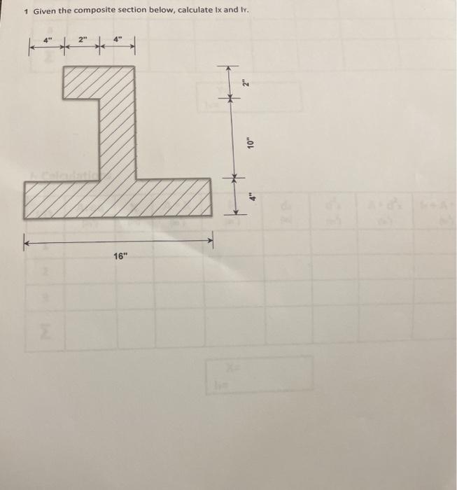 Solved 1 Given the composite section below, calculate Ix and | Chegg.com
