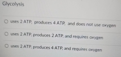 Glycolysisuses 2 ﻿ATP, produces 4 ﻿ATP, and does not | Chegg.com