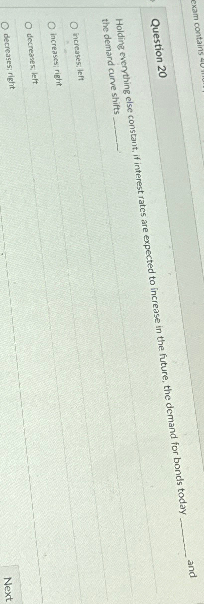 Solved Question 20Holding everything else constant, if | Chegg.com