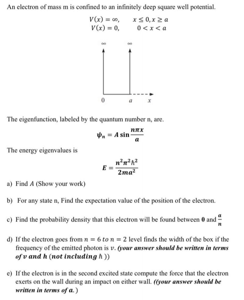 Solved f) If the electron now confined inside a cubic box | Chegg.com