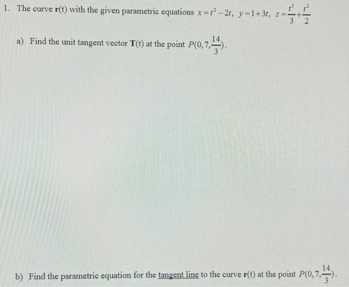 Solved The curve r(t) with the given parametric equations | Chegg.com