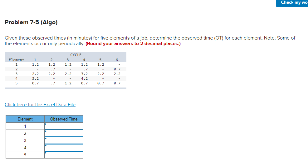 Solved Problem 7.5 (Algo)Given these observed times (in | Chegg.com