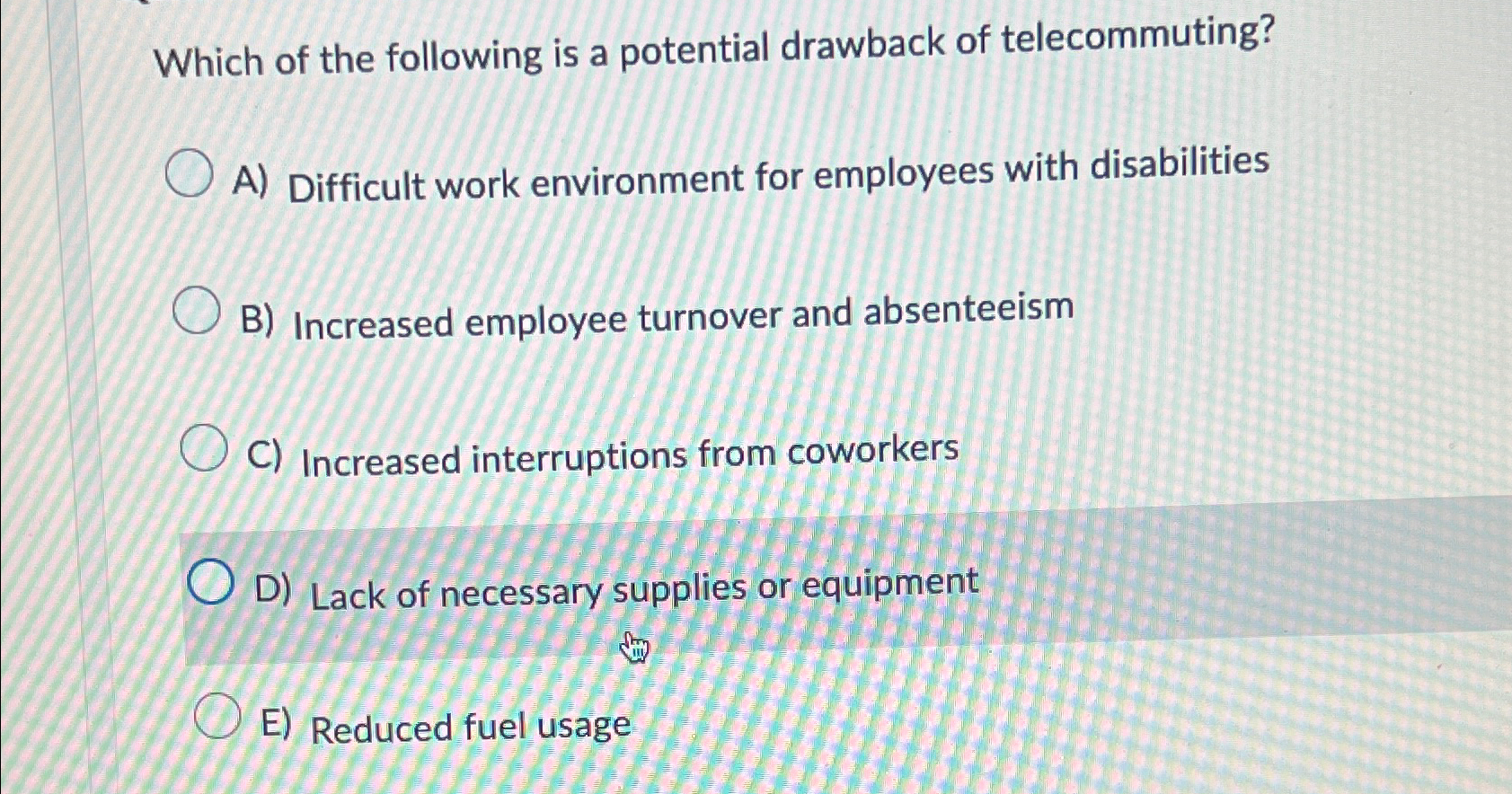 Solved Which of the following is a potential drawback of | Chegg.com