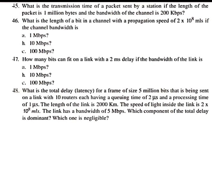 Solved +5. What is the transmission time of a packet sent by | Chegg.com