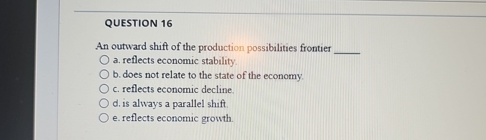 Solved QUESTION 16An outward shift of the production | Chegg.com