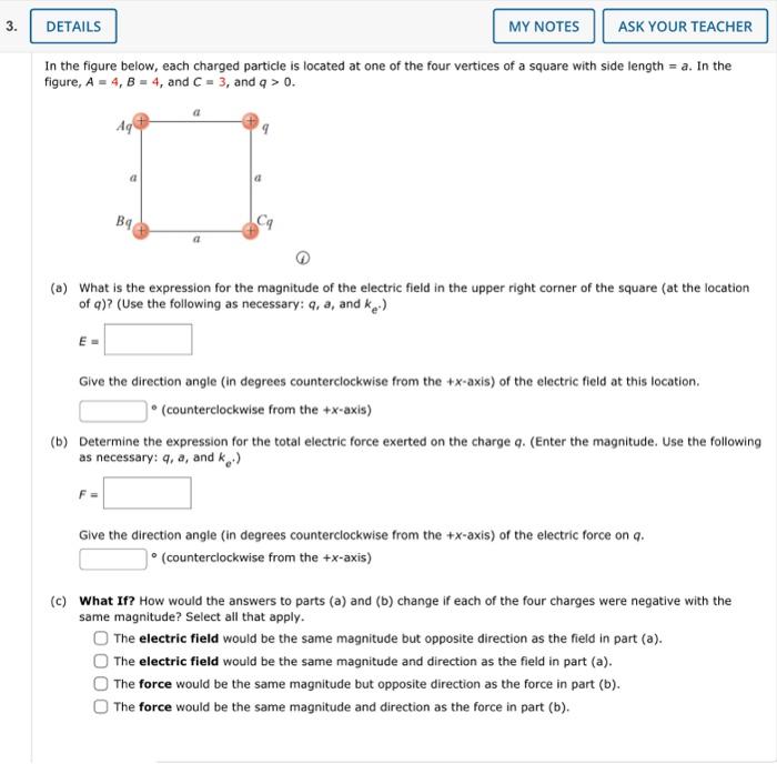 Solved In the figure below, each charged particle is located | Chegg.com