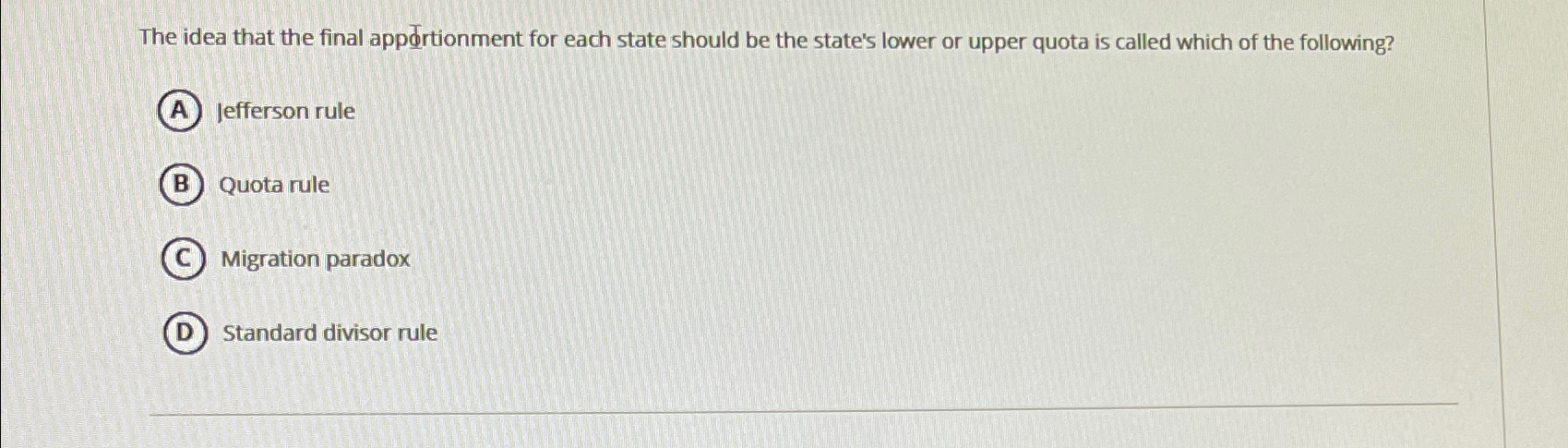 Solved The idea that the final app Φ ﻿rtionment for each | Chegg.com