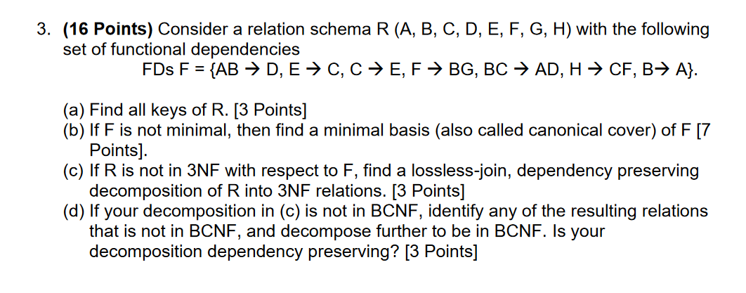 Solved (16 ﻿Points) ﻿Consider a relation schema | Chegg.com