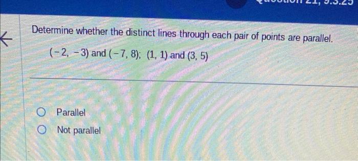 Solved Determine whether the distinct lines through each | Chegg.com